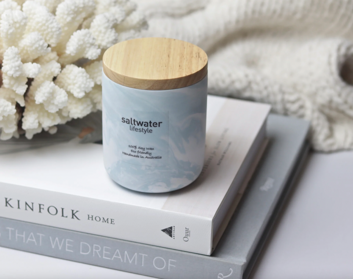 Saltwater Lifestyle Whitewash Candle – Tsunami Surfer
